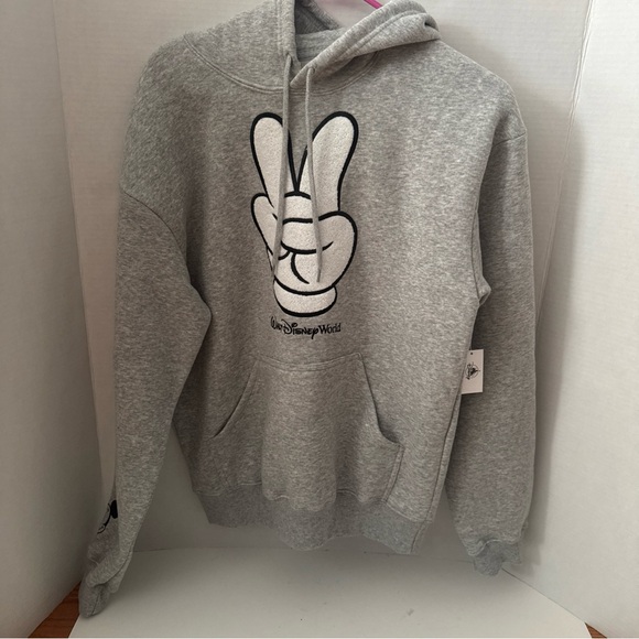 Disney | Tops | Disney World 225 Embroidered Mickey Peace Sign Hoodie ...